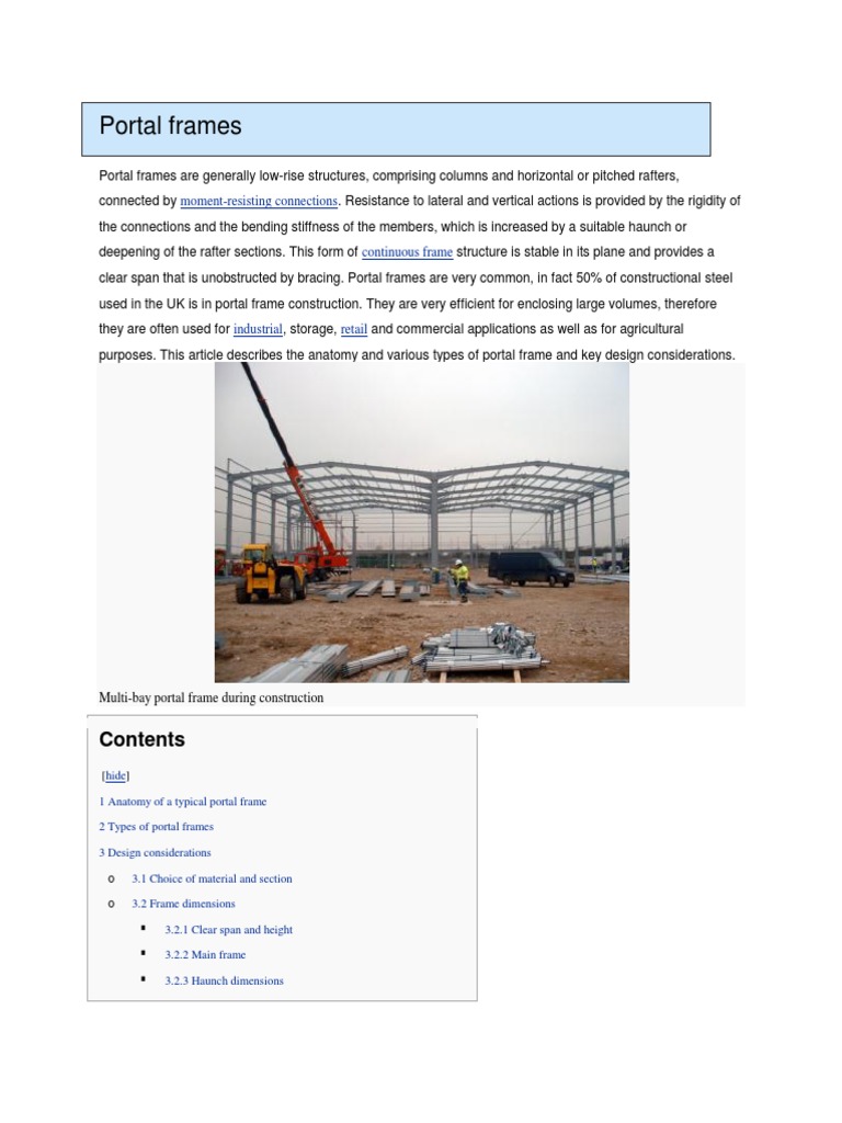 Portal Frames | PDF | Framing (Construction) | Structural Engineering
