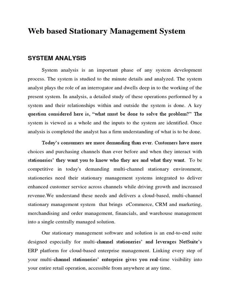 Web Based Stationary Management System | PDF | Feasibility Study | Retail