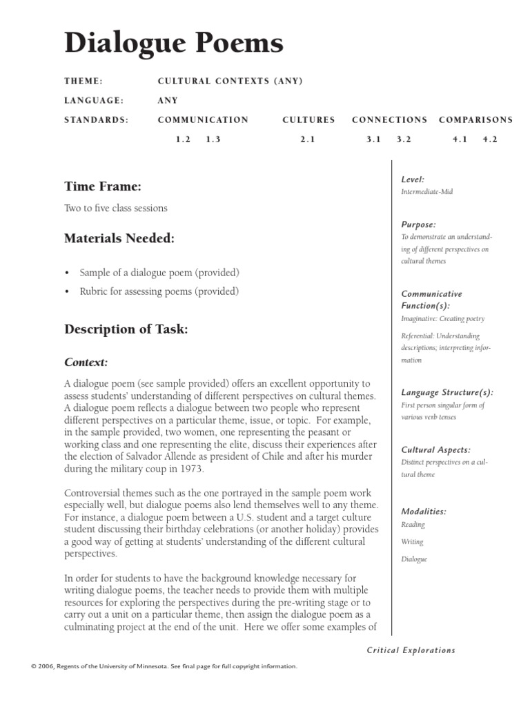 Dialogue Poems | Adolescence | Poetry