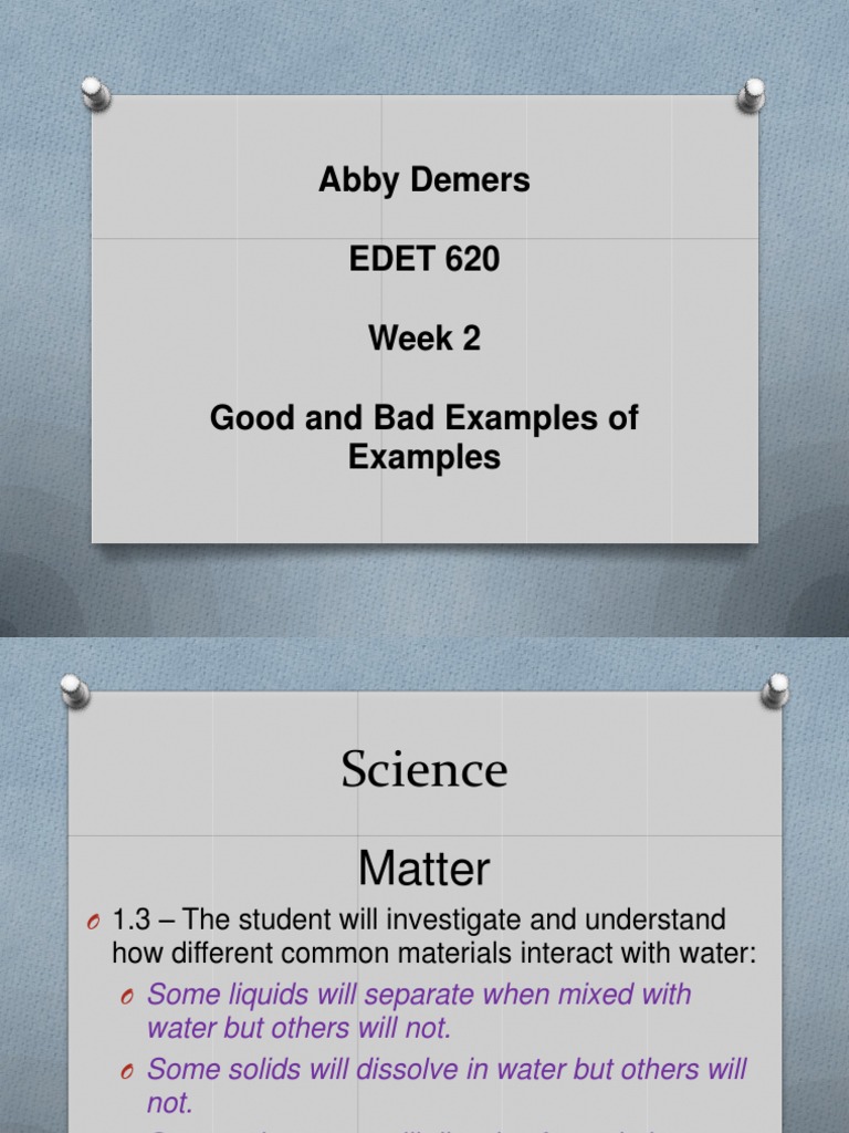 Week 2 - Good and Bad Examples of Examples | PDF