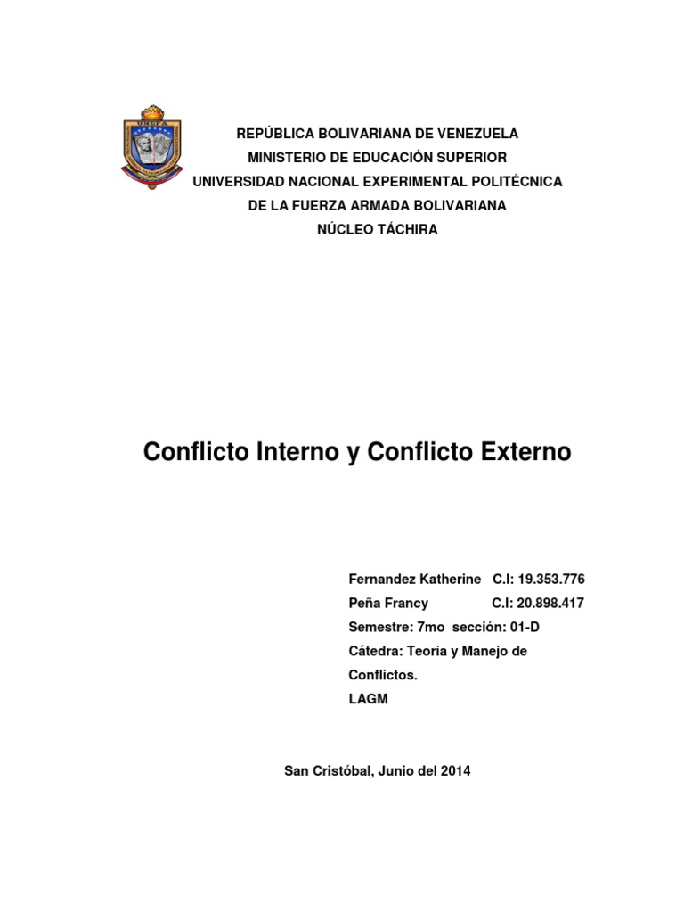 Conflicto Interno y Externo | PDF | Conflicto (proceso) | Recursos humanos