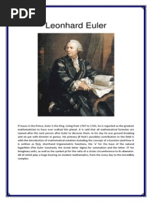 Leonhard Euler Childhood