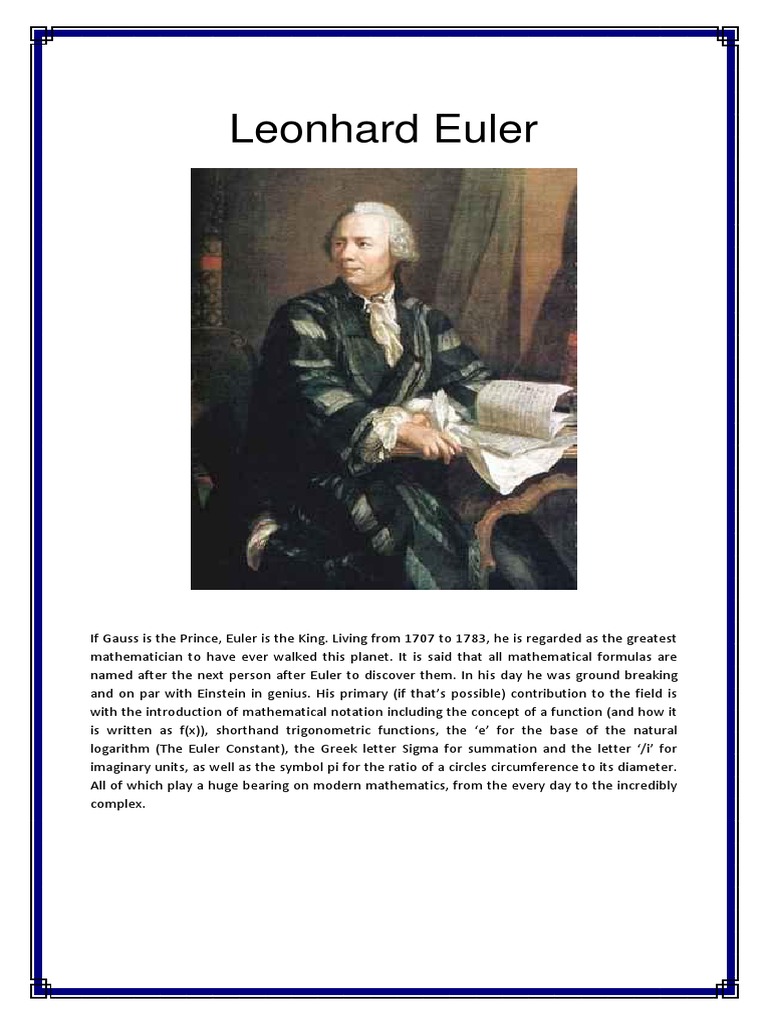 Leonhard Euler | PDF | Leonhard Euler | Teaching Mathematics