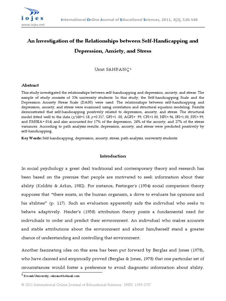 Self Handicapping | PDF | Abnormal Psychology | Positive Psychology