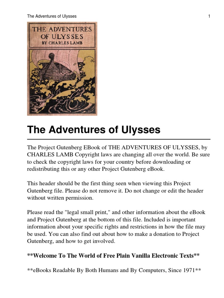 The Adventures of Ulysses | PDF | Project Gutenberg | E Books