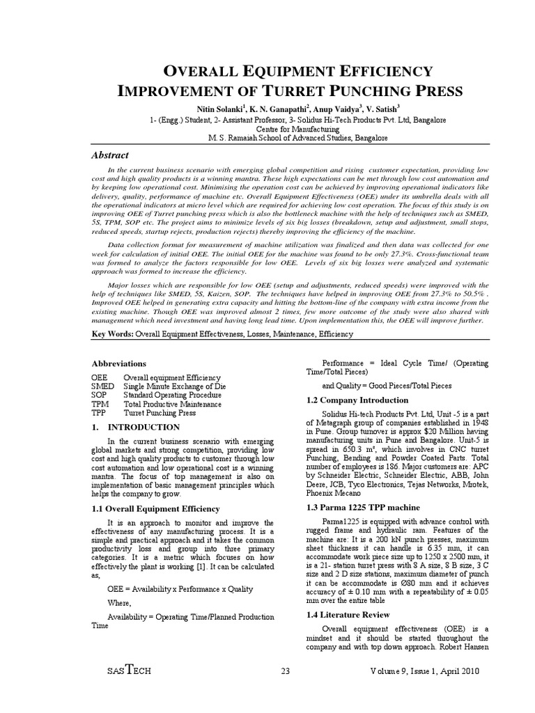 Enhancing TPP Productivity | PDF | Process Management | Production And ...