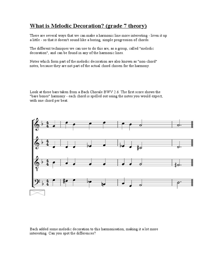 Melodic Decoration | PDF | Classical Music | Pitch (Music)