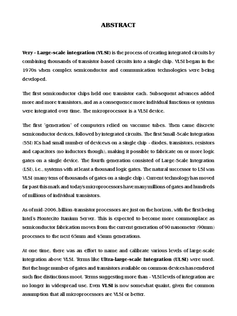 Very - Large-Scale Integration (VLSI) Is The Process of Creating ...
