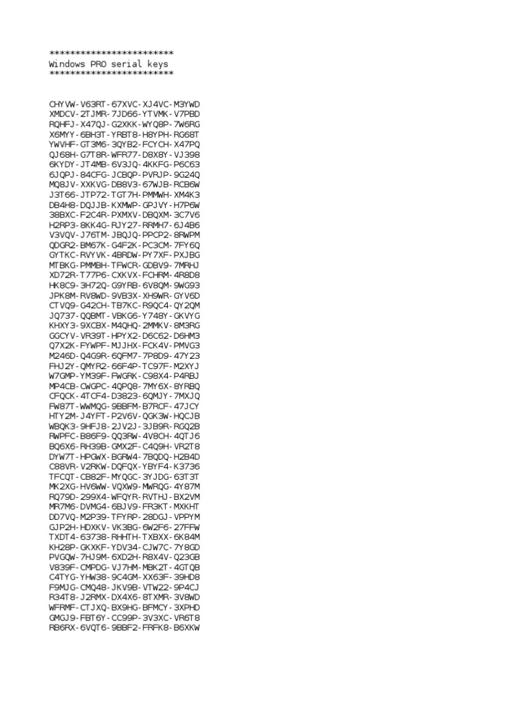 Windows XP Serial Keys | PDF | Ibm Pc Compatibles | Personal Computers