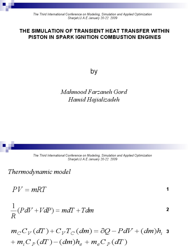 The Simulation of Transient Heat Transfer Within Piston in Spark ...