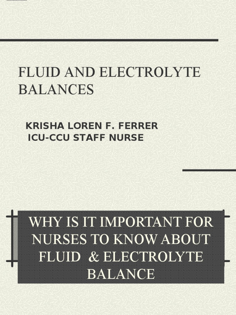 Fluid and Elctrolyte Balance.... Power Point | PDF | Dehydration ...