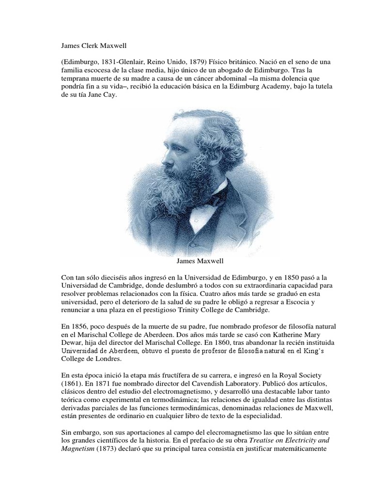 Biografia James Clerk Maxwell | PDF | James Clerk Maxwell | Radiación ...