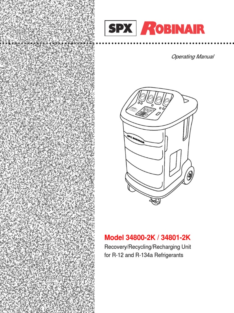 Robinair 34800 2K Operation Manual | PDF | Air Conditioning | Pump