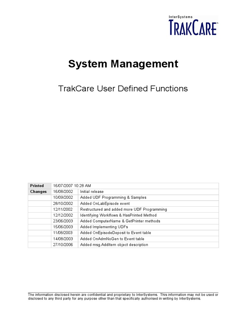 TrakCare User Defined Functions | Utility Software | Computer Data