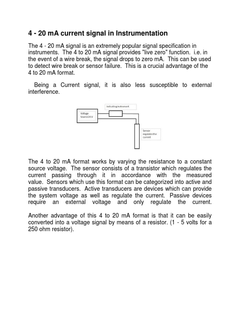 Understanding 4-20 mA Signals in Instrumentation | PDF