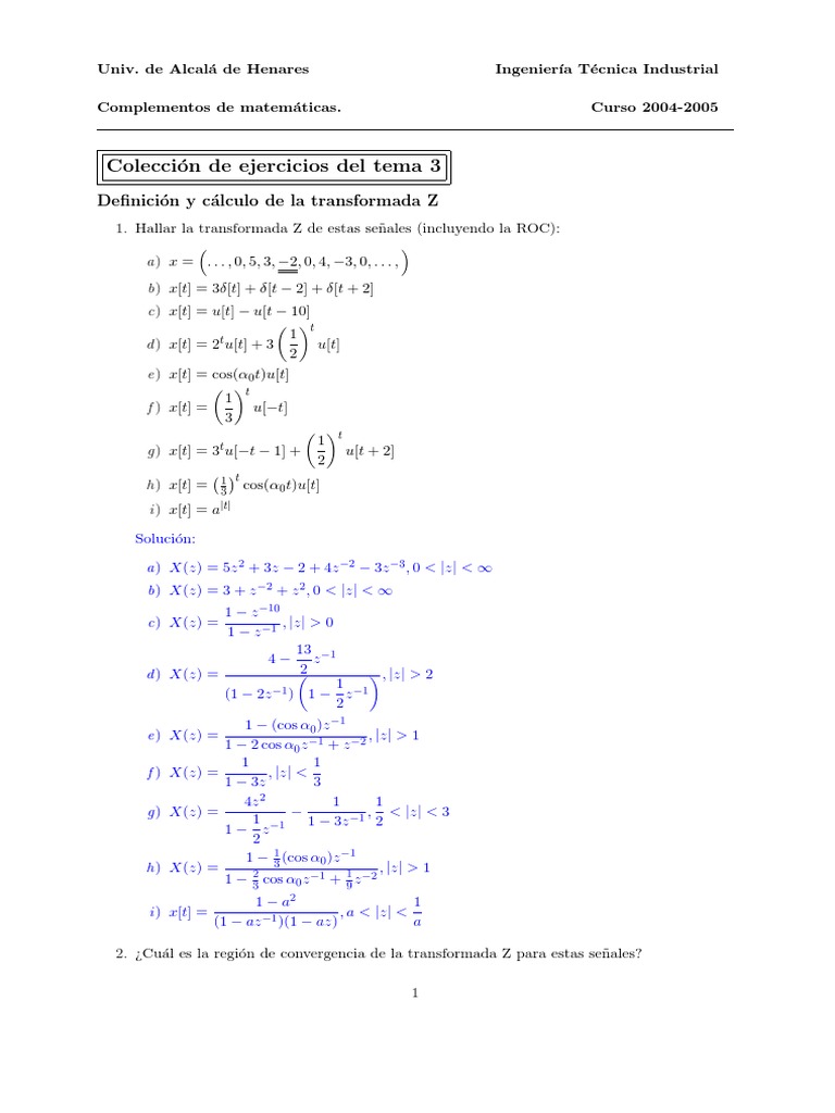 Ejercicios Transformada Z | PDF