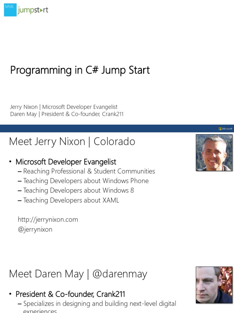 C# Jumpstart Module 1 Intro | PDF | C Sharp (Programming Language ...