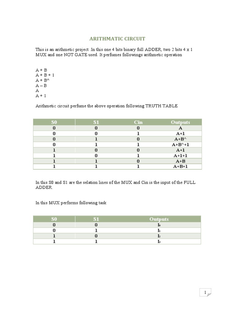 4-Bit Arithmetic Circuit Design | PDF | Arithmetic | Electronic Design
