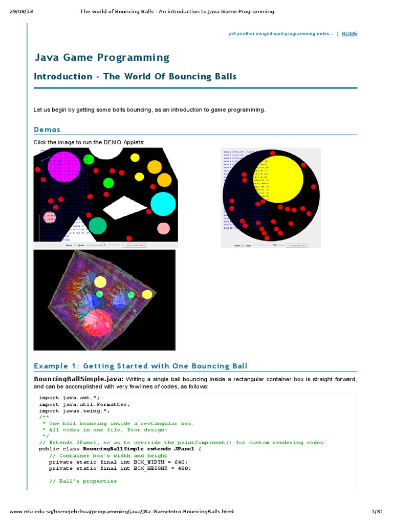 The World of Bouncing Balls - An Introduction To Java Game Programming | PDF | Java (Programming ...