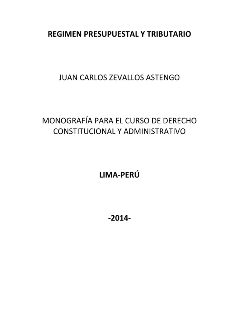 Del Régimen Tributario y Presupuestal | PDF | Impuesto sobre la renta | Impuestos