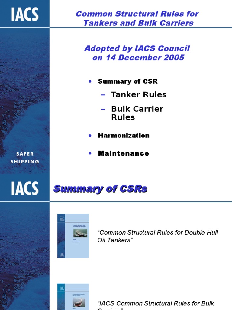 CSR IACS Council External Presentationrev1 | PDF | Ships | Oil Tanker