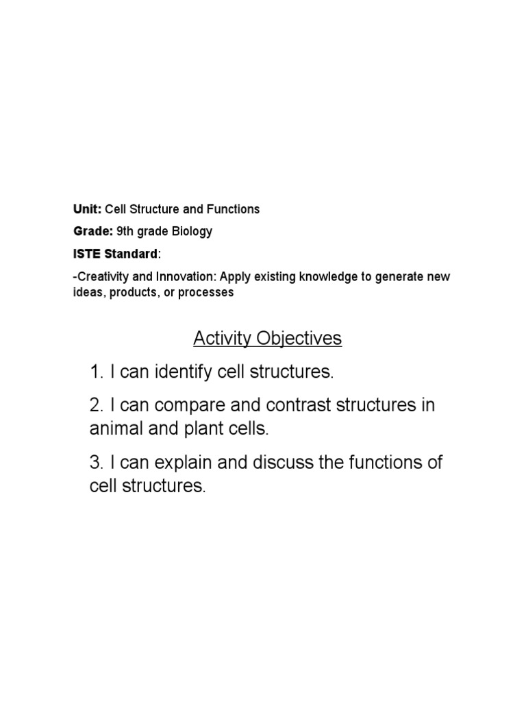 Cell Structure Comparison | PDF | Science & Mathematics