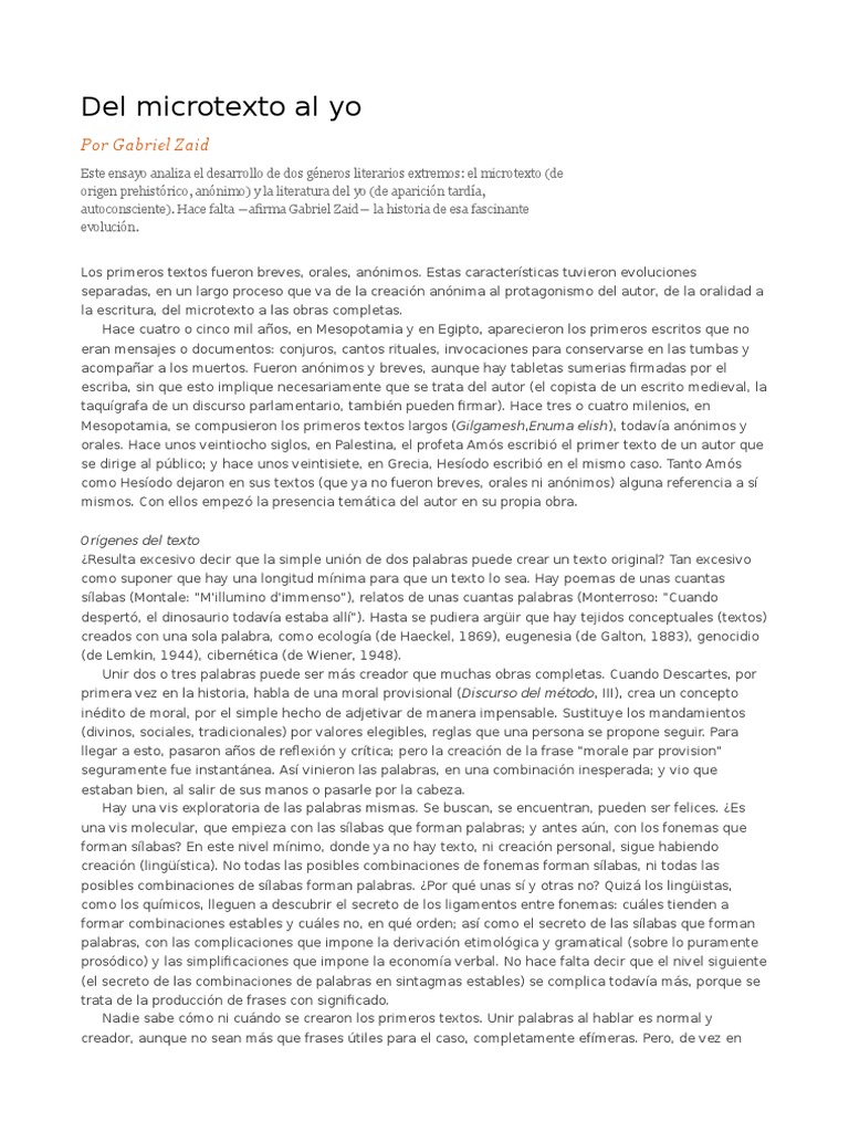 Evolución del microtexto al autor | PDF | Autor | Poesía