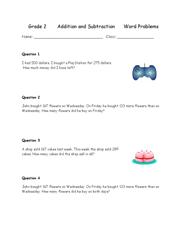 Grade 2 Addition & Subtraction Problems | PDF