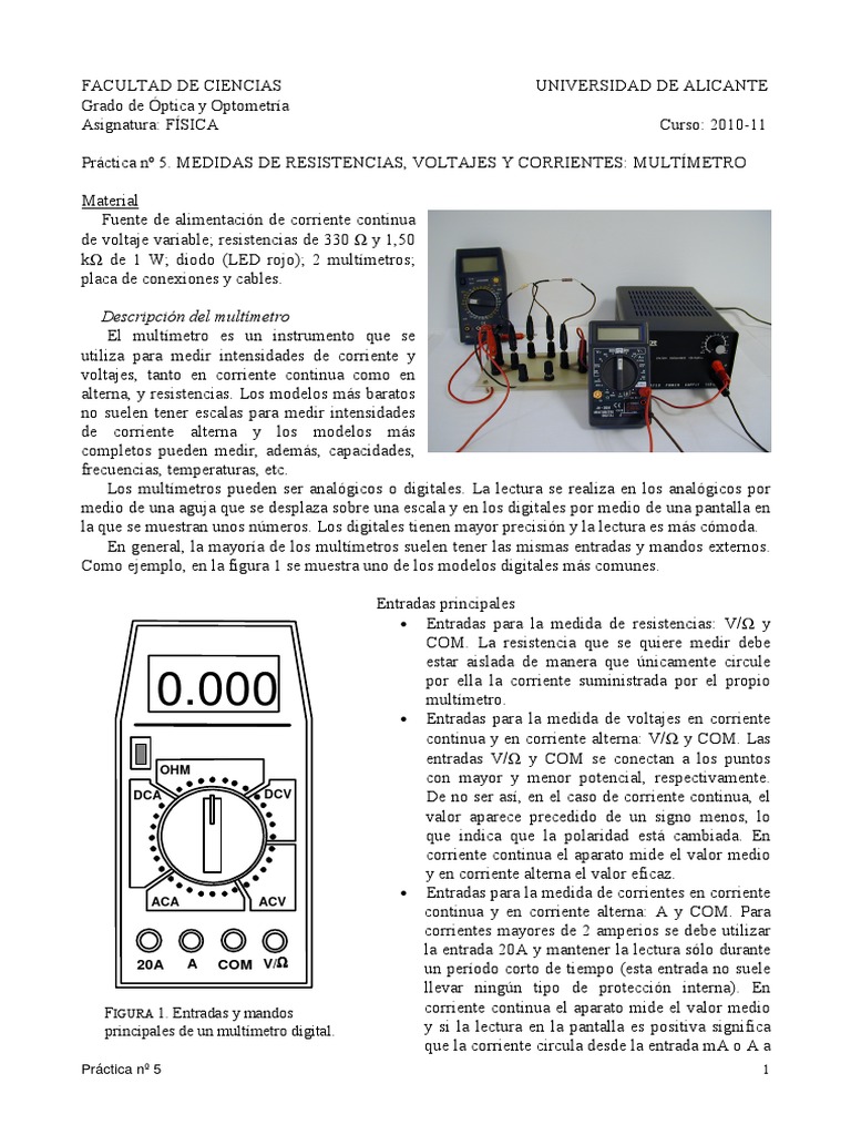 Ley De Ohm Respuesta De Un Diodo Pdf Resistencia Eléctrica Y 0802
