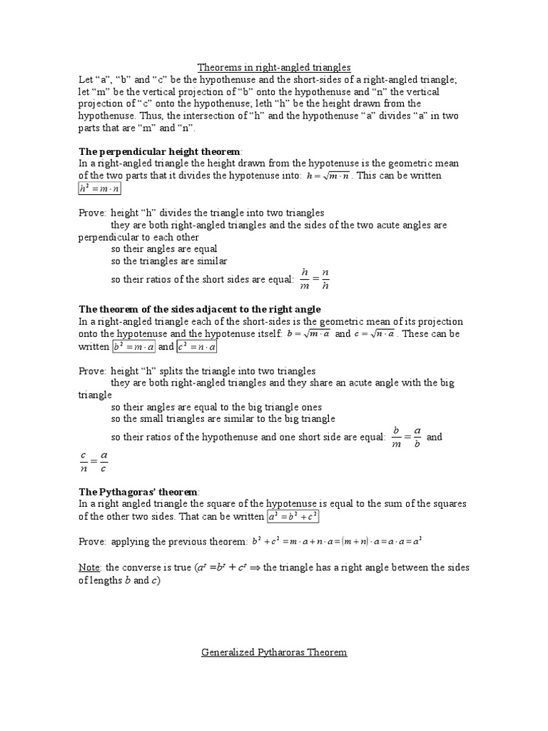 The Perpendicular Height Theorem:: H N M H | PDF | Triangle | Triangle ...