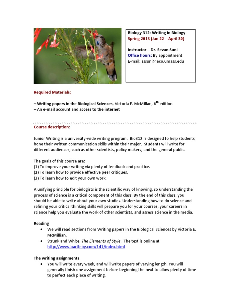 Writing in Biology Syllabus | PDF | Science | Academia