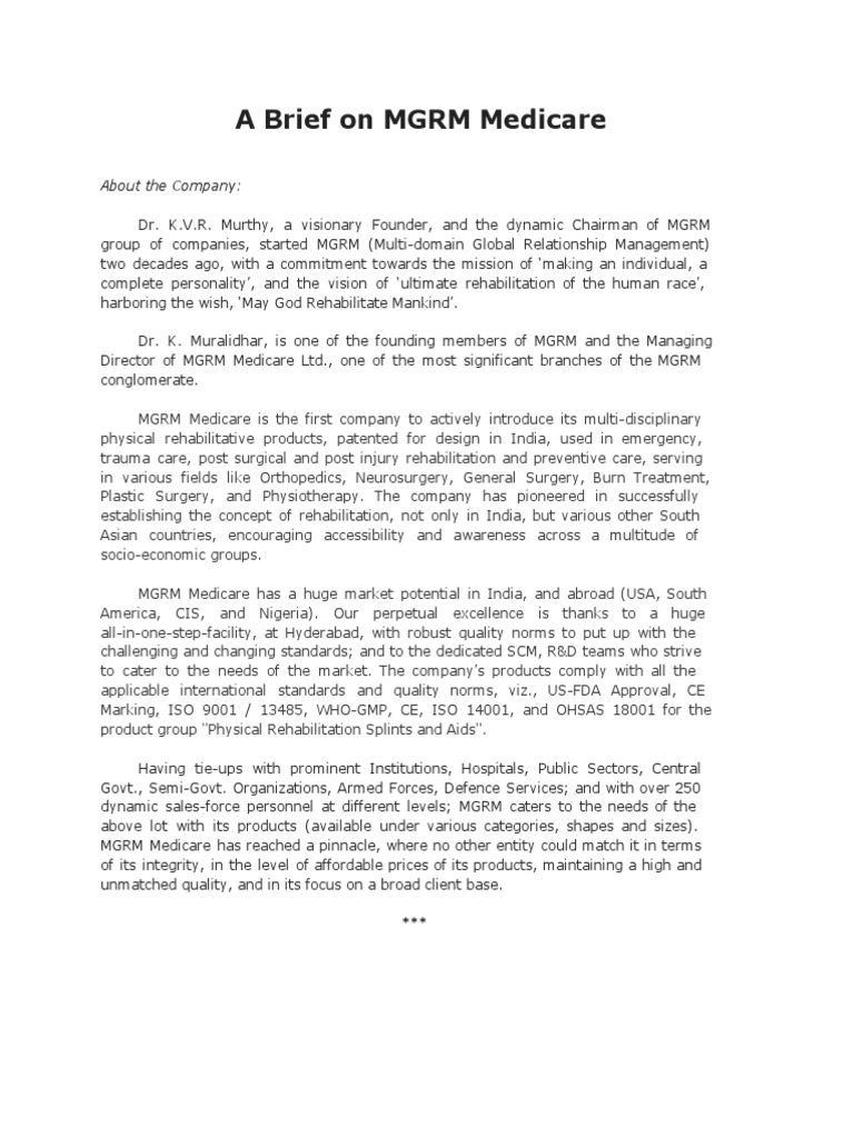 A Brief On MGRM Medicare | PDF | Physical Therapy | Medicare (United ...