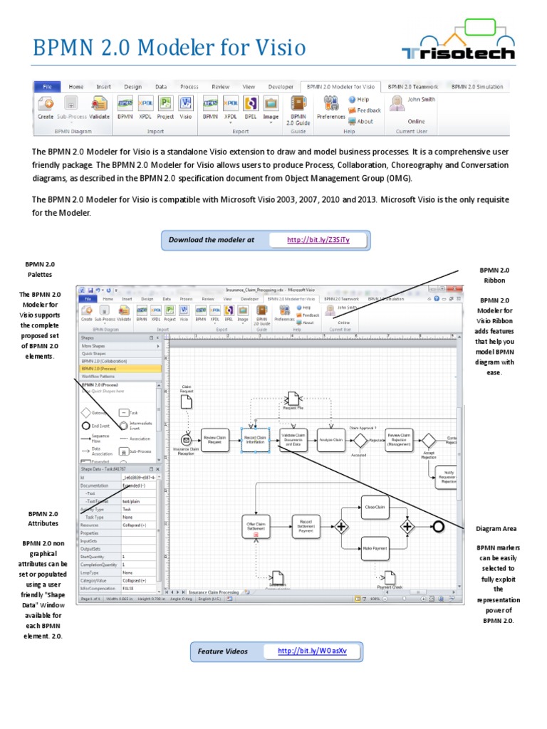 BPMN 2.0 Modeler for Visio Documentation | Button (Computing) | Simulation