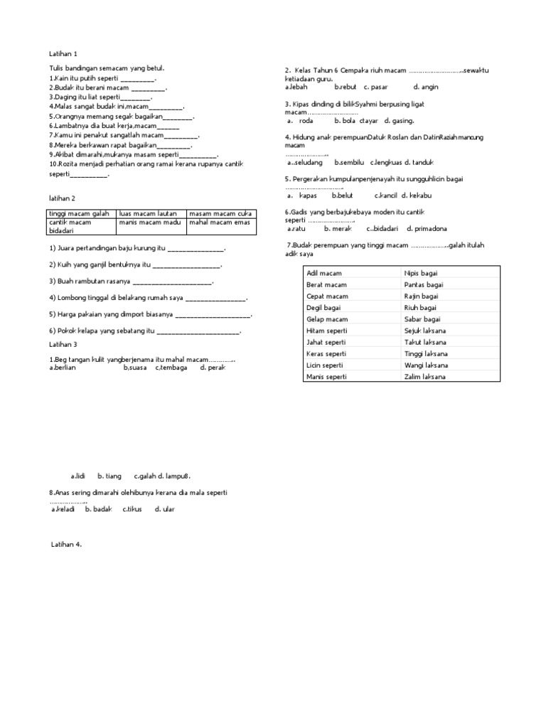 Latihan Bandingan Semacam | PDF | Griya & Taman