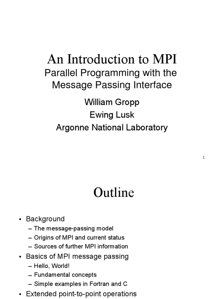 An Introduction To MPI: Parallel Programming With The Message Passing Interface | PDF | Message ...