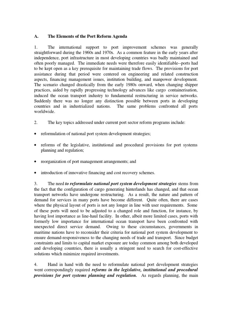 A. The Elements of The Port Reform Agenda | Download Free PDF ...