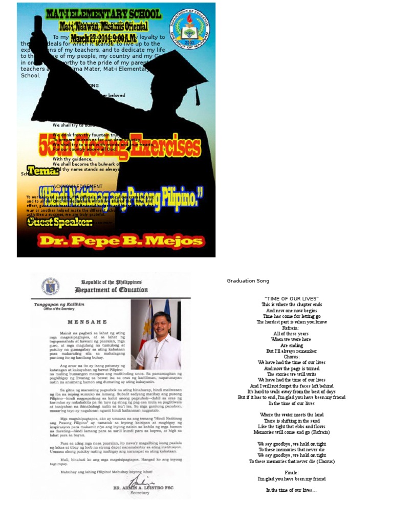 Sample Program (Closing Exercises) | Further Education | Schools