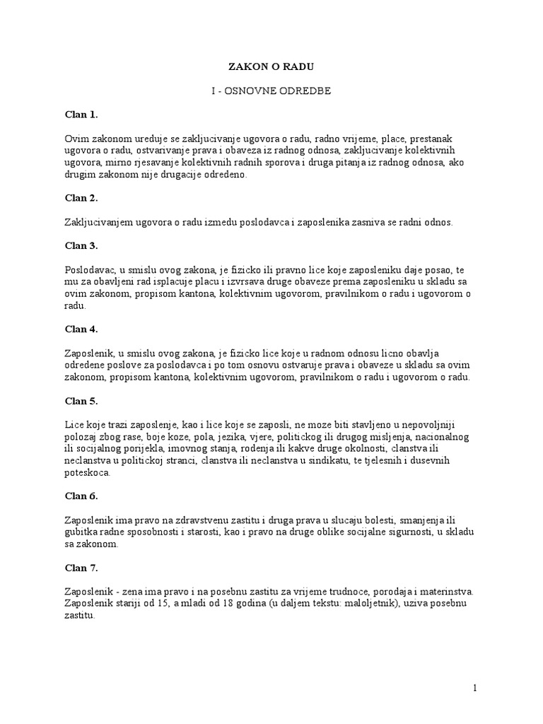 Zakon o Radu | PDF