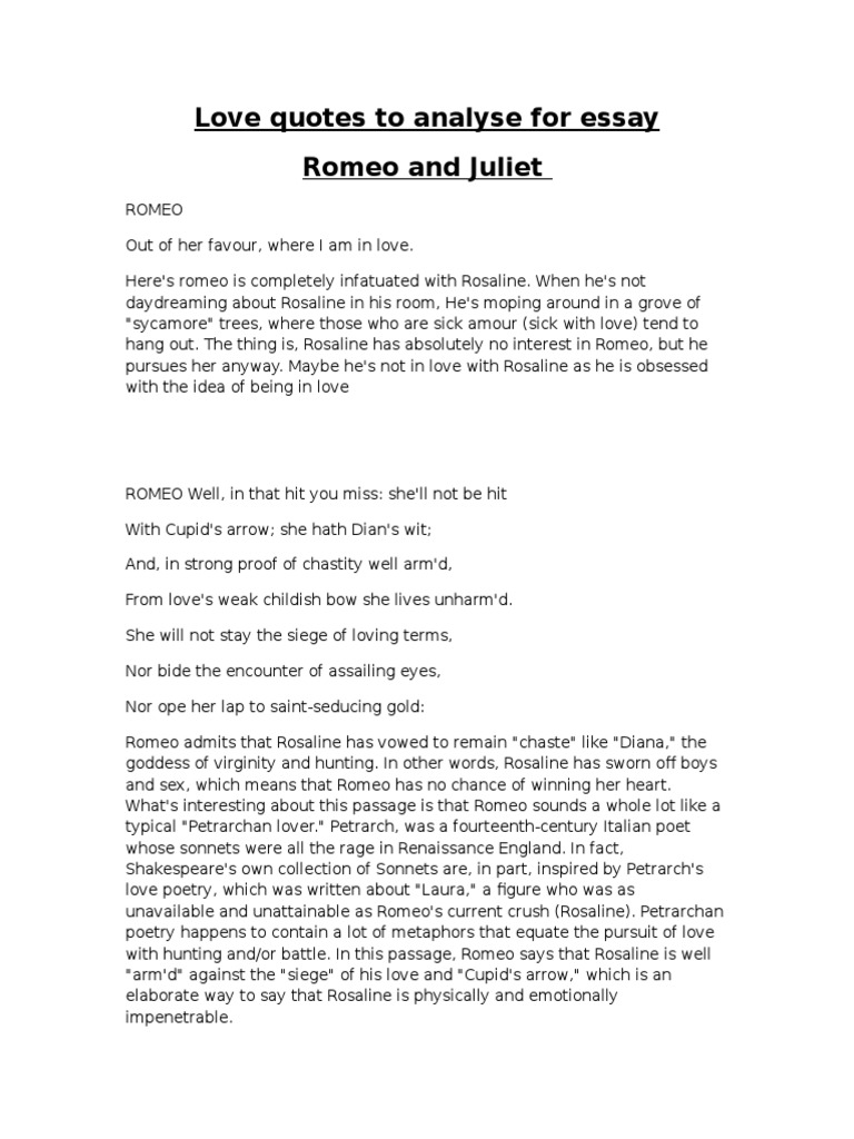 An Analysis of Key Quotes from Romeo and Juliet Reflecting on the ...