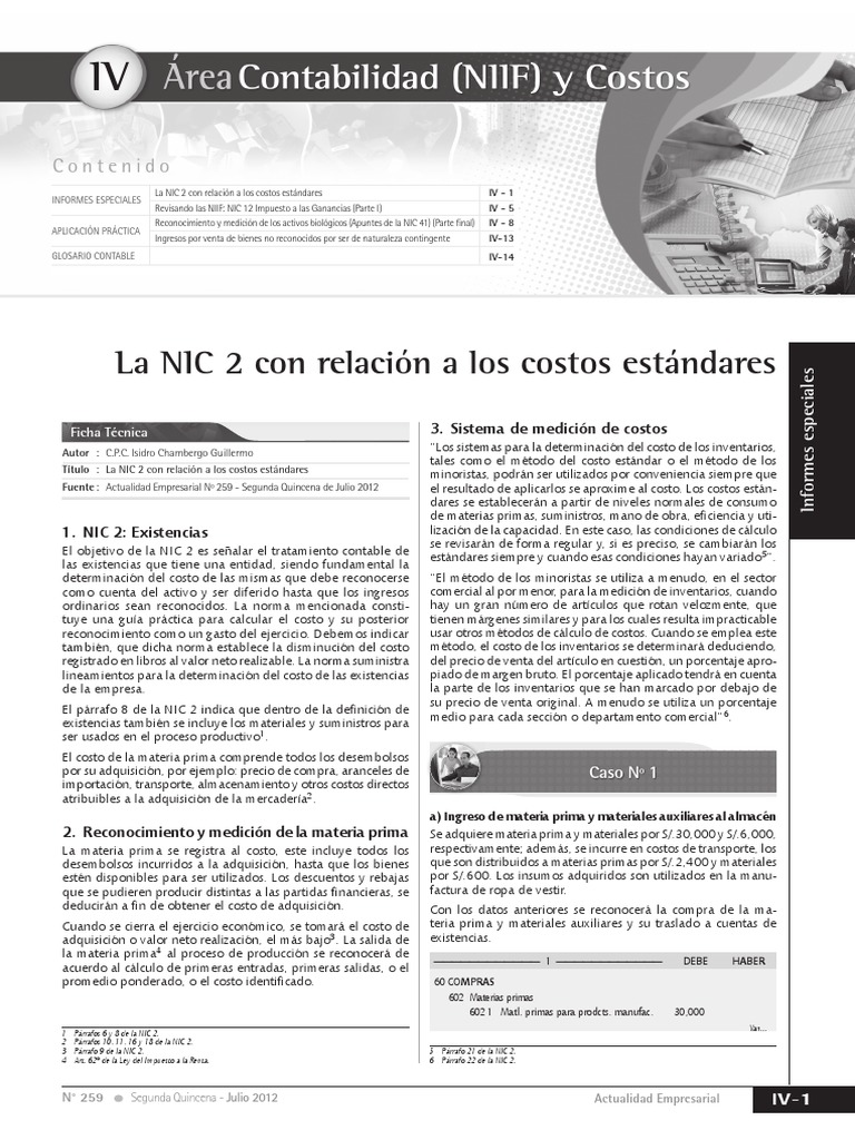 NIC 2 Con Relacion A Los Costos Estandares | PDF | normas ...