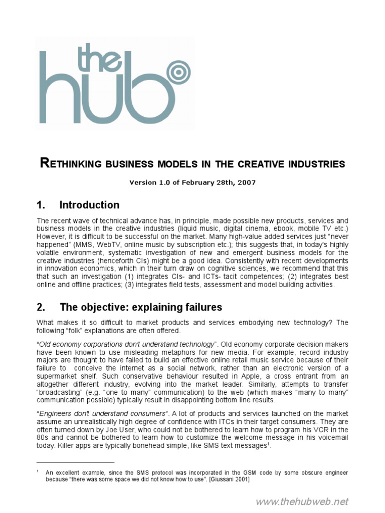 Business Models For The Creative Industries - Abstract (2007) | PDF ...