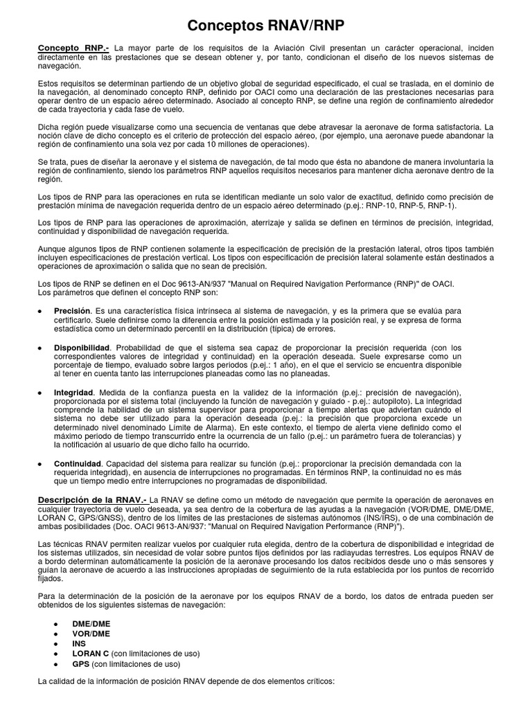 Conceptos de RNAV y RNP en Aviación | PDF | Aviación | Science