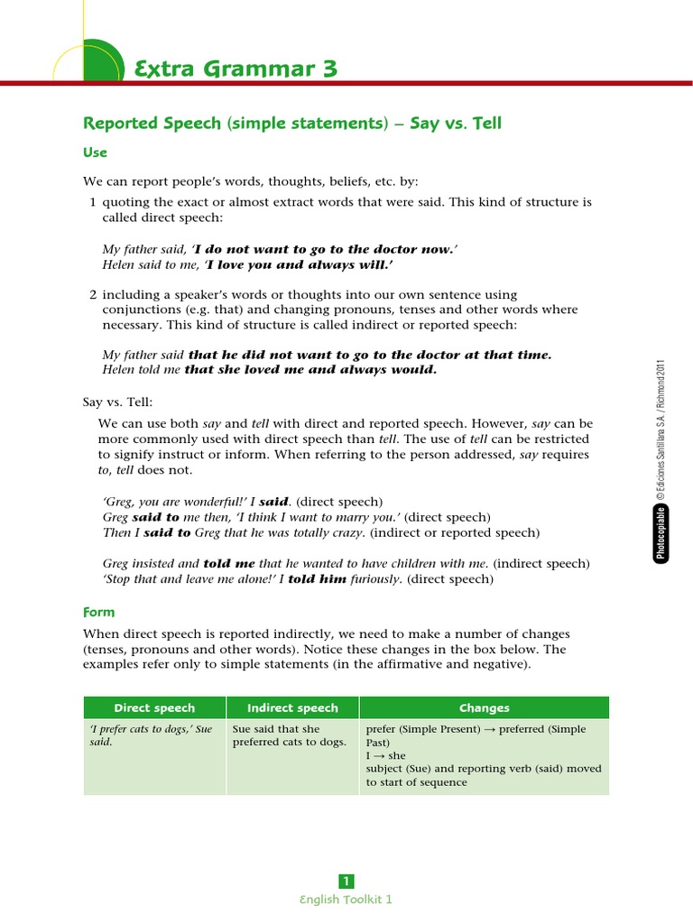 Reported Speech PDF | PDF | Language Mechanics | Style (Fiction)