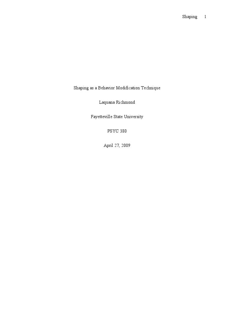 Shaping As A Behavior Modification Technique | PDF | Reinforcement | Substance Abuse
