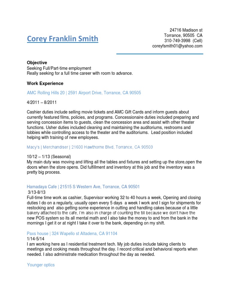 Corey Smith Resume Torrance 1 | PDF | Business