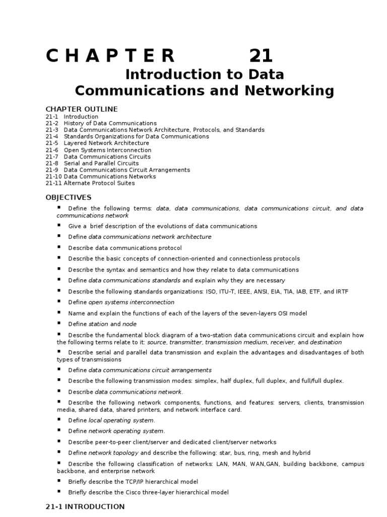 Introduction To Data Communications and Networking: Chapter Outline ...