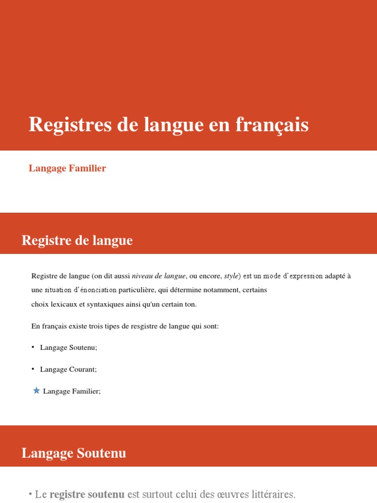 Registres de Langue en Français | PDF | Langue française | Verbe