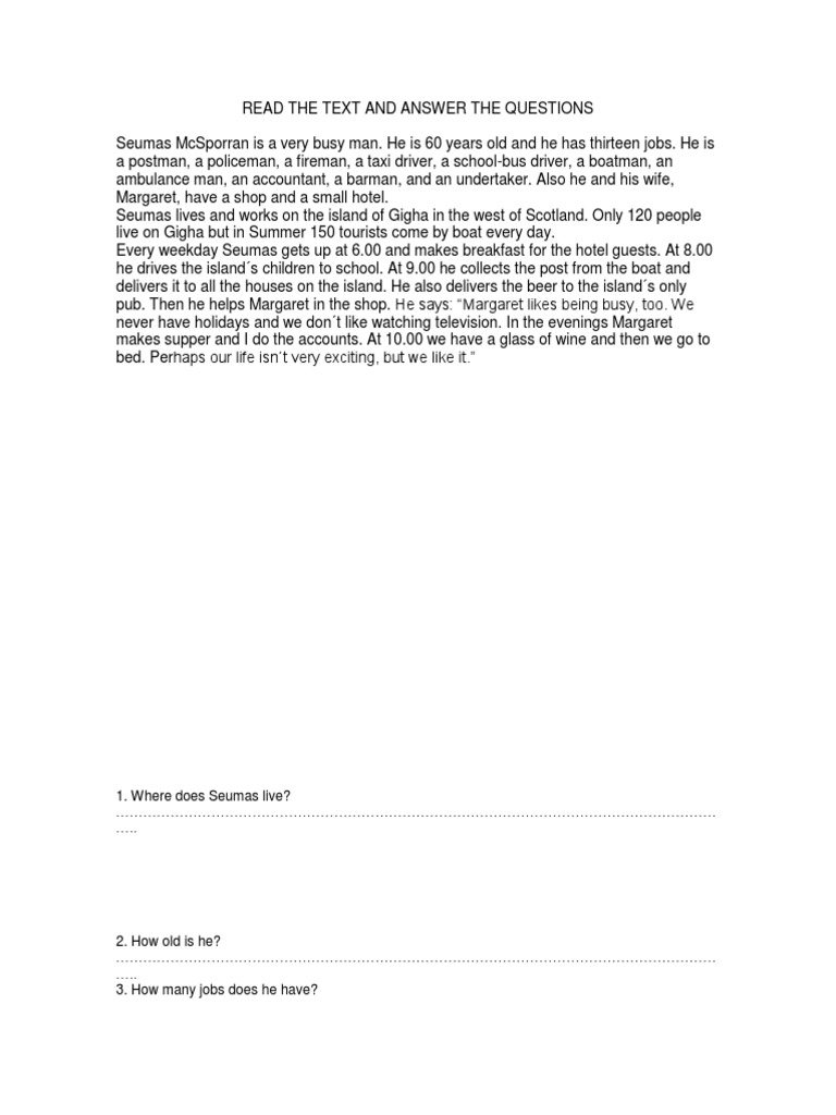 1 Read The Text and Answer The Questions | PDF