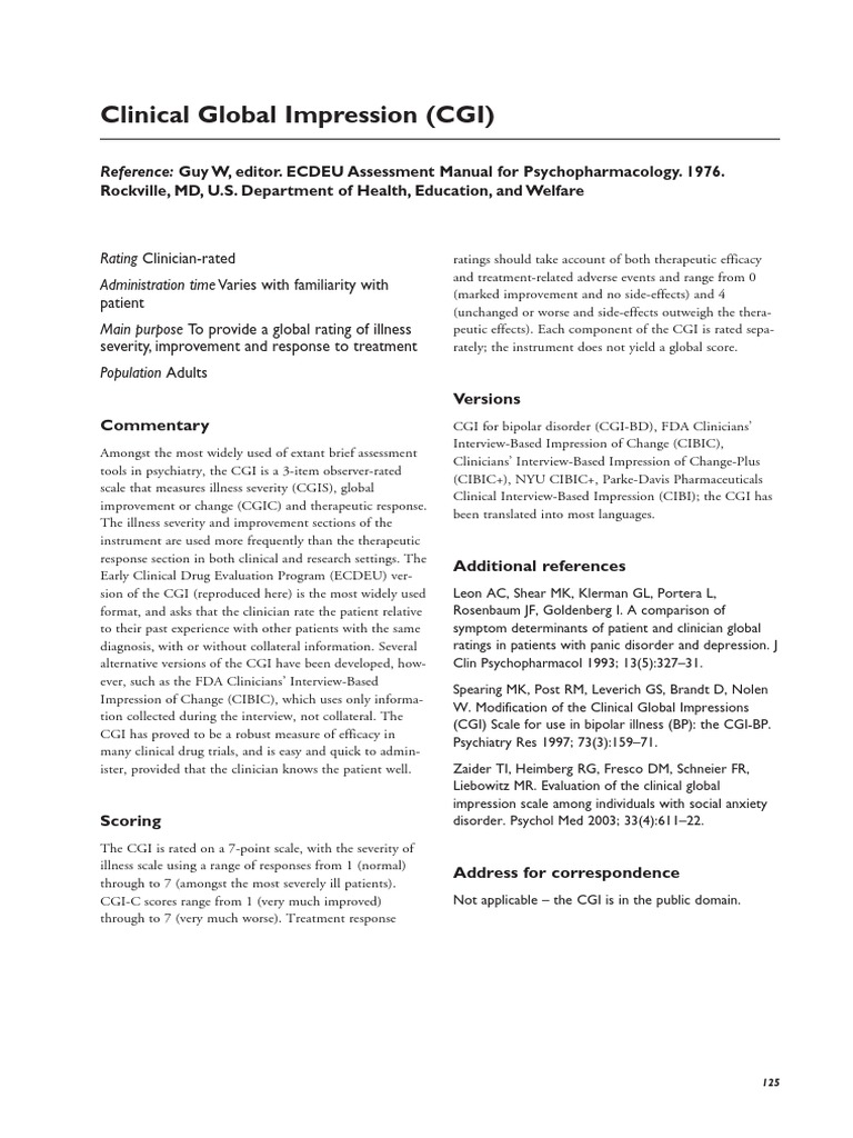 Cgi | Download Free PDF | Adverse Effect | Clinical Trial