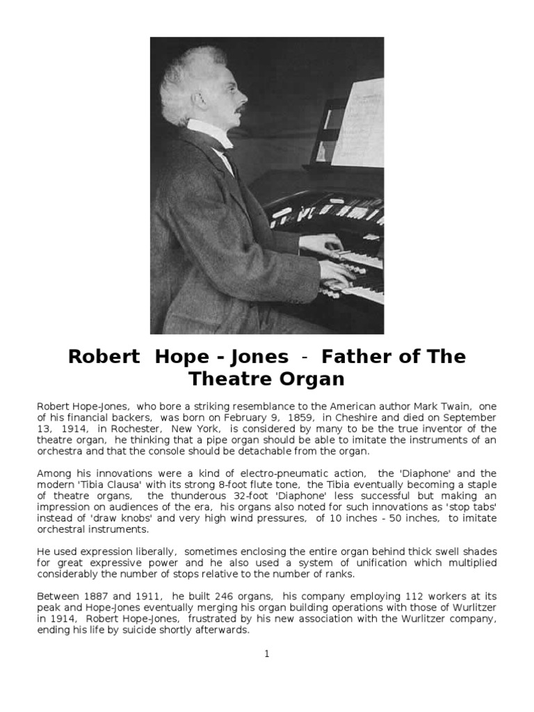 Robert Hope-Jones - Father of The Theatre Organ | PDF | Classics